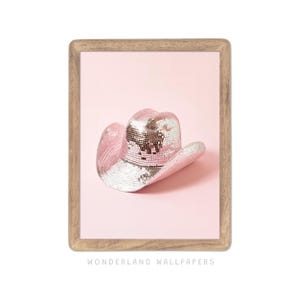 Plush Pink Disco Ball Cowgirl Print, Girly Apartment, Country Glam Wall ...