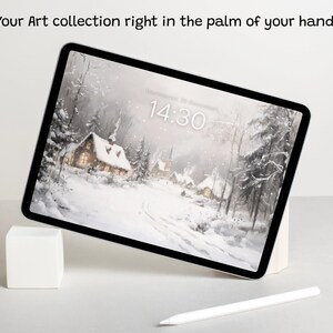 White Christmas Winter Village, Cute Christmas iPad Wallpaper, Snowy ...