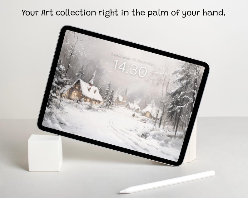 White Christmas Winter Village, Cute Christmas iPad Wallpaper, Snowy ...