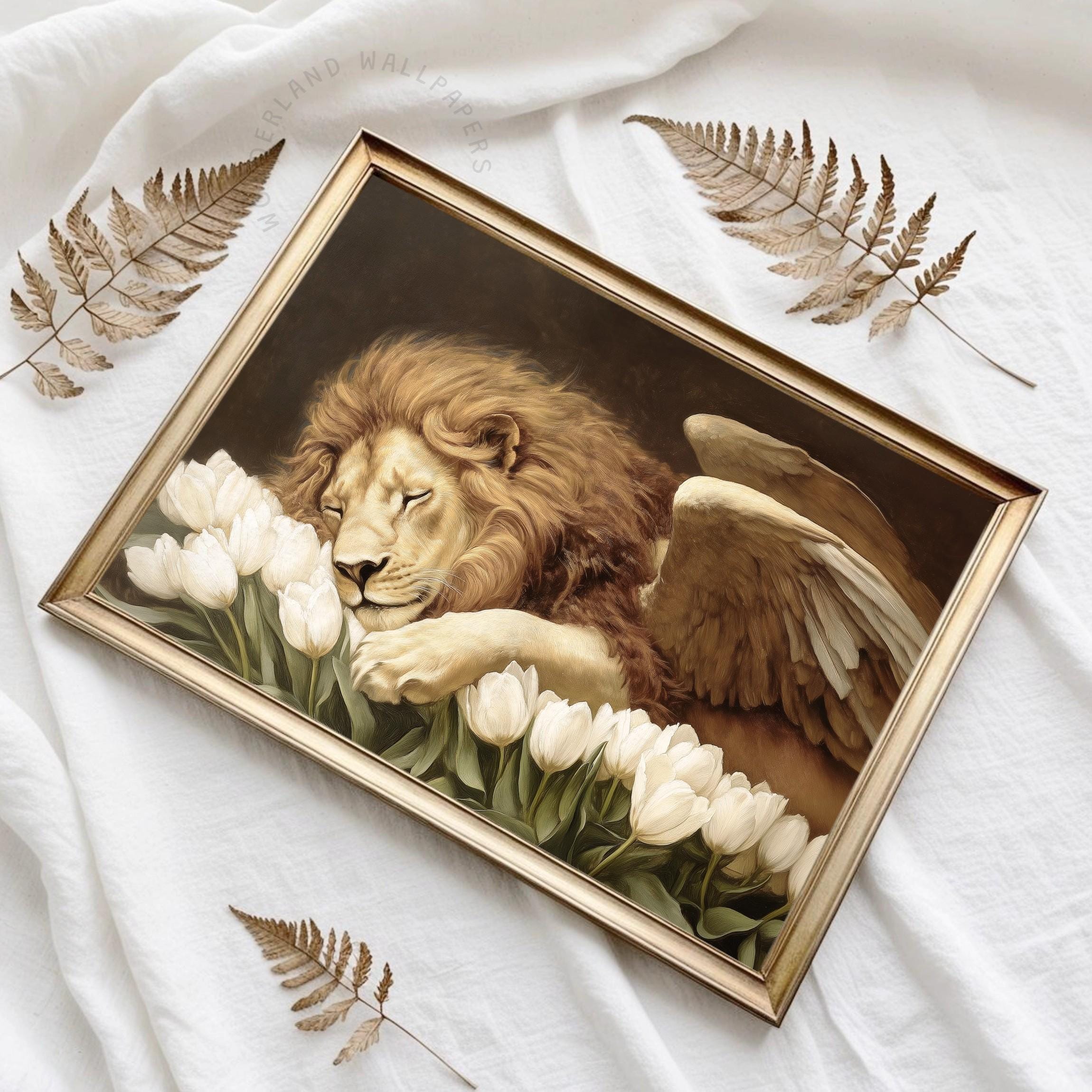 Winged Lion Portrait: Fantasy Art PRINTABLE (digital Download) - Etsy