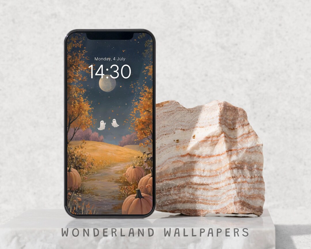 Ghosts in Moonlight, Cute Spooky Phone Wallpaper, Fall iPhone ...