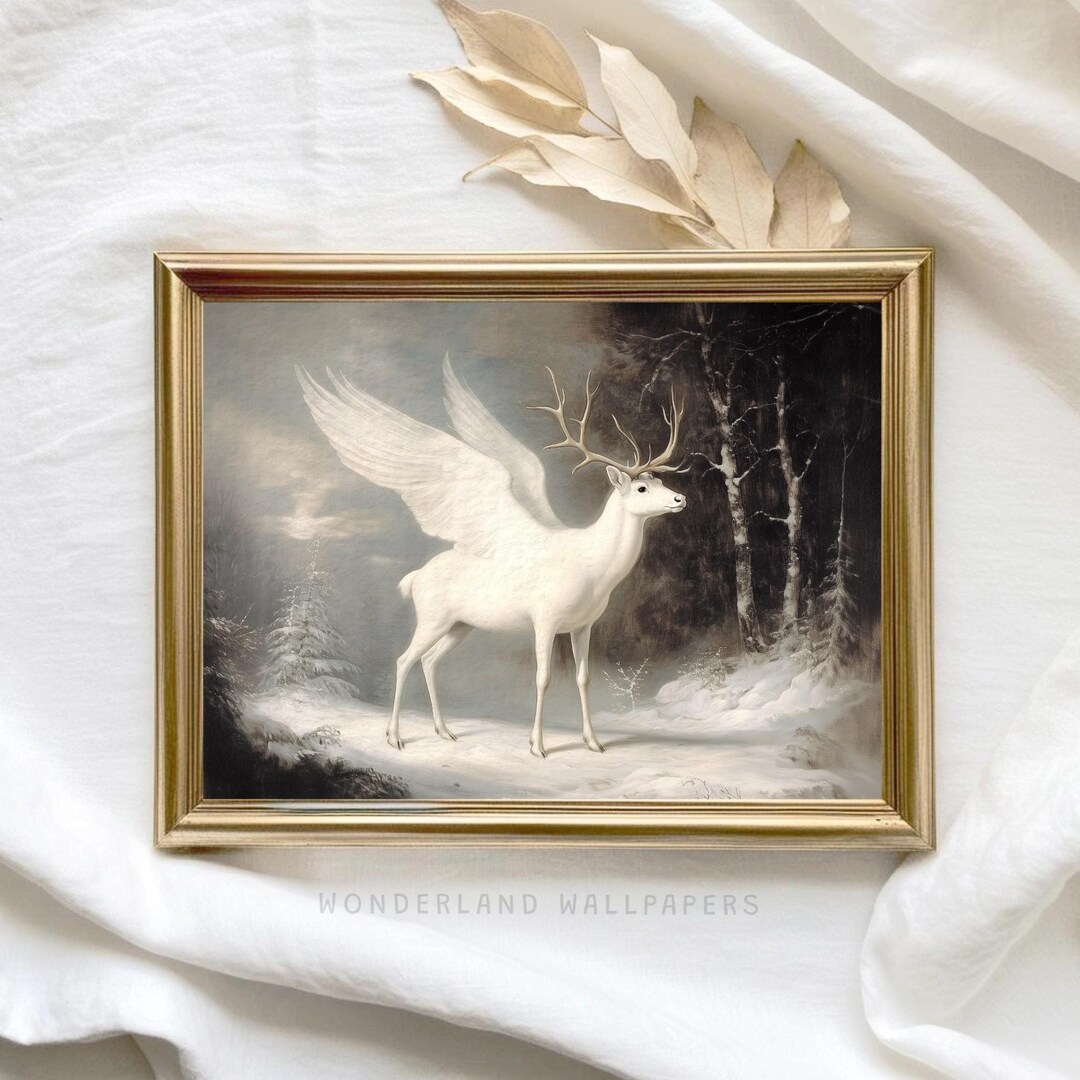 White Deer, Mythical Creature Art, Fantasy Wall Decor, Magical ...