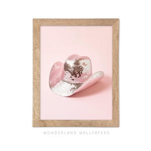 Plush Pink Disco Ball Cowgirl Print, Girly Apartment, Country Glam Wall ...