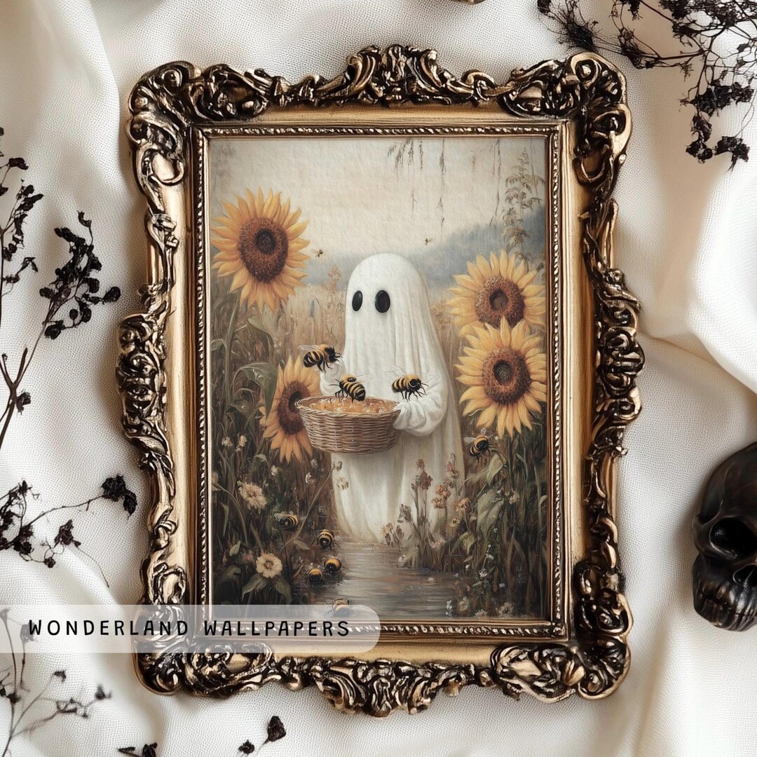 Cute Ghost With Bees, PRINTABLE Halloween Decor, Bee Keeping Ghost and ...