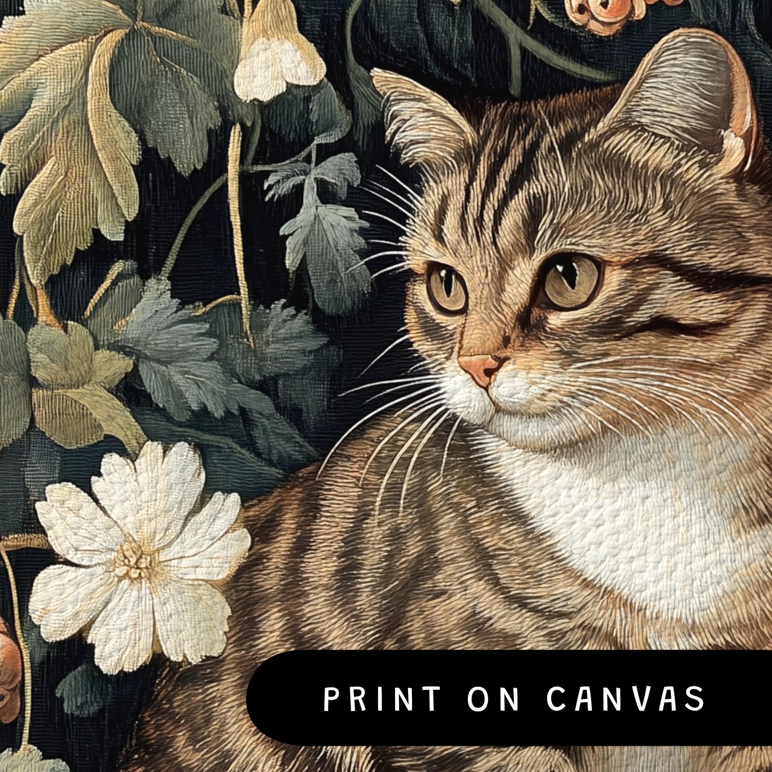 Cottagecore Cat Portrait: Floral Botanical Printable Art (digital ...