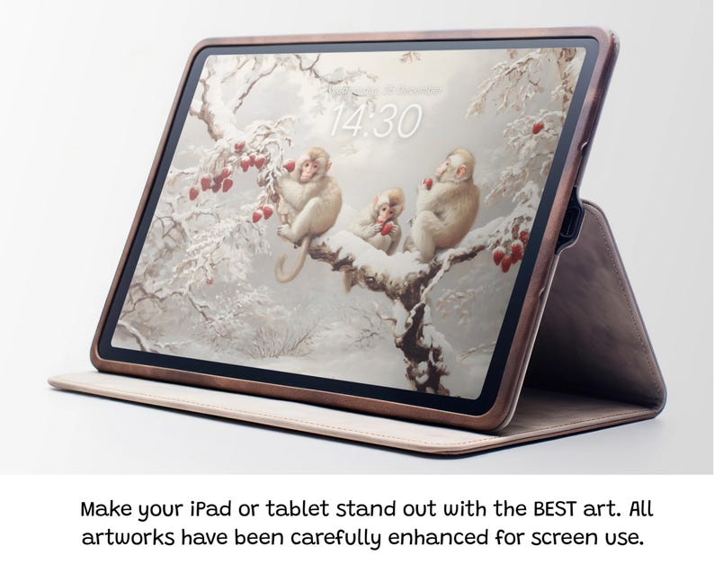 Snow Monkey Christmas iPad Wallpaper, Strawberry Winter Picnic, Snowy ...