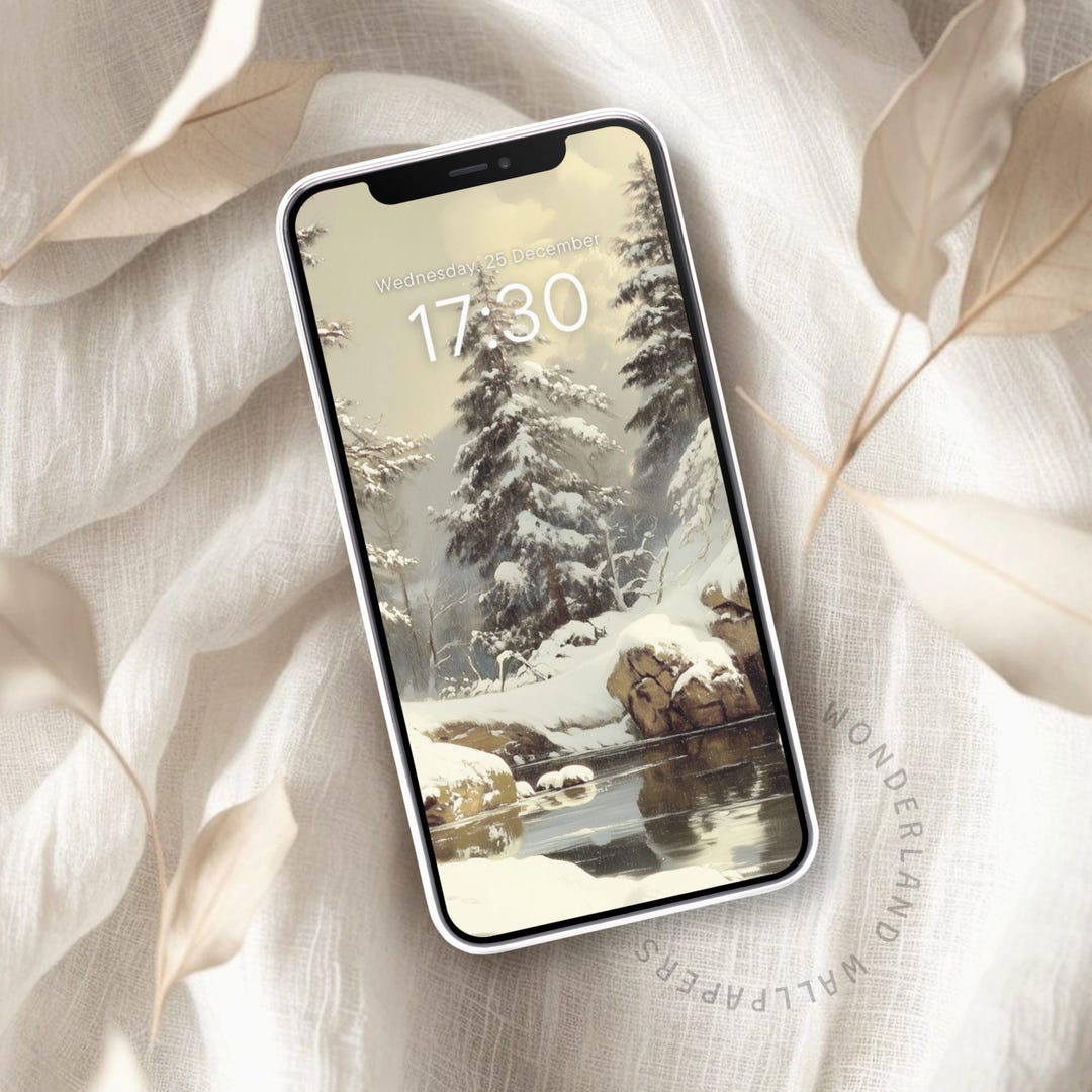 Snowy Forest Pine Tree Christmas iPhone Wallpaper, Winter Aesthetic ...