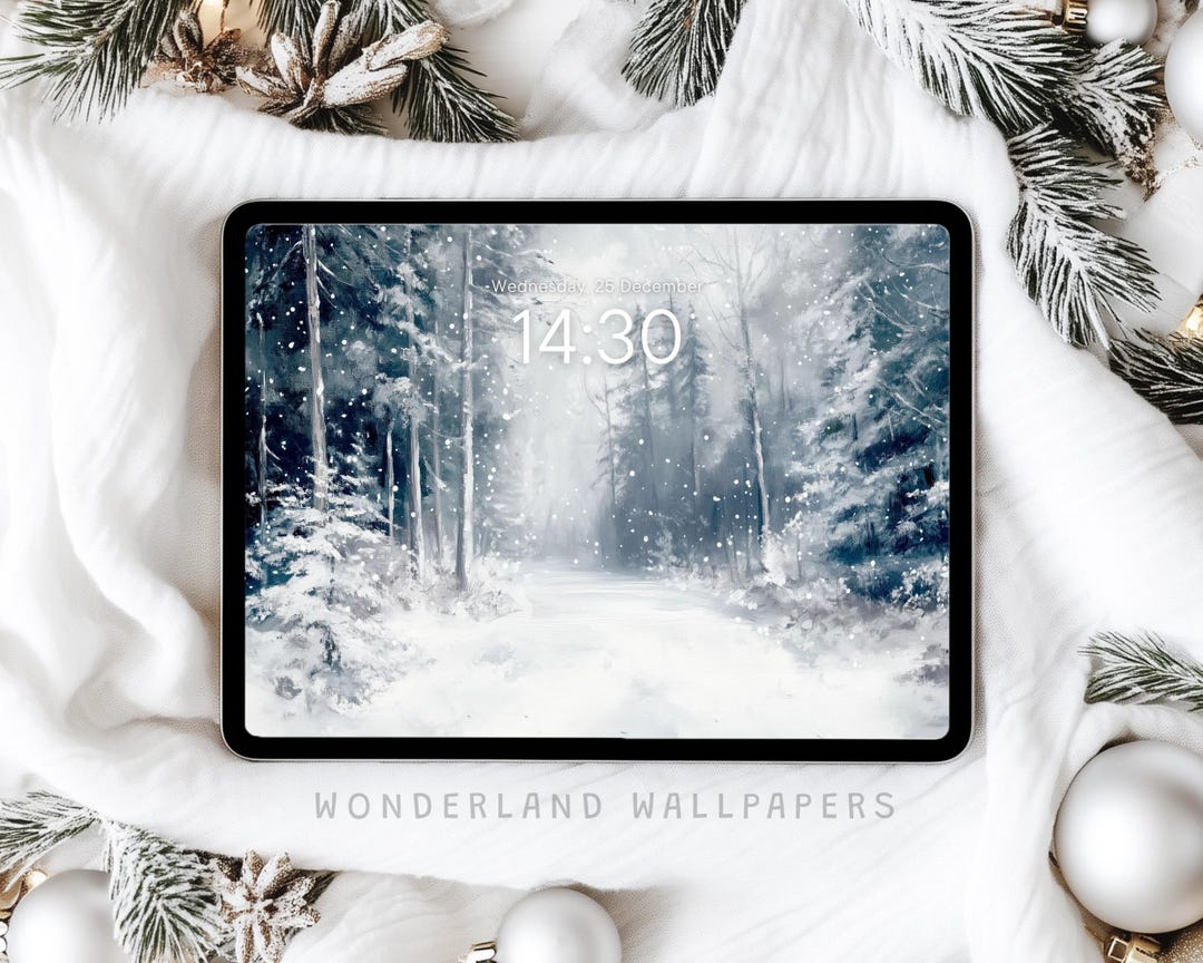 Snowy Winter Landscape iPad Wallpaper, Neutral Aesthetic iPad ...