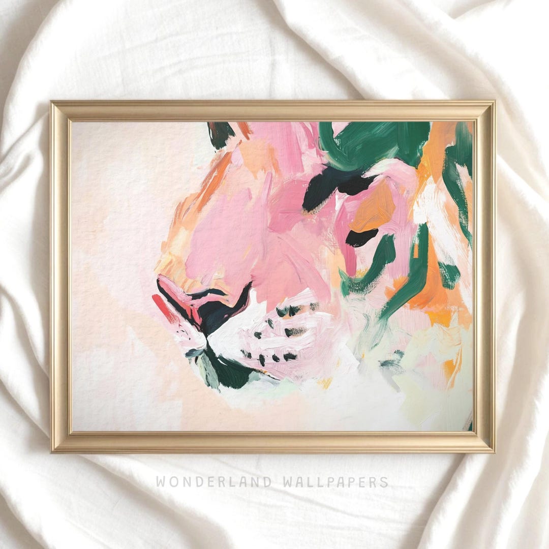 Pastel Pink Tiger Minimalist Tiger Art Girls Room Decor Nursery Print ...