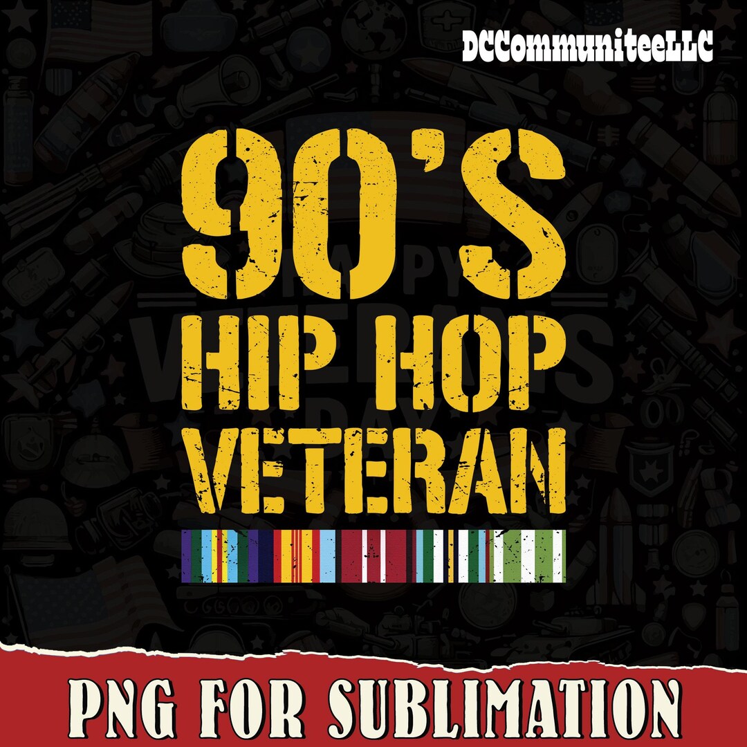 90’s Hip Hop Veteran PNG | Retro Rap Music Sublimation Design | Old ...