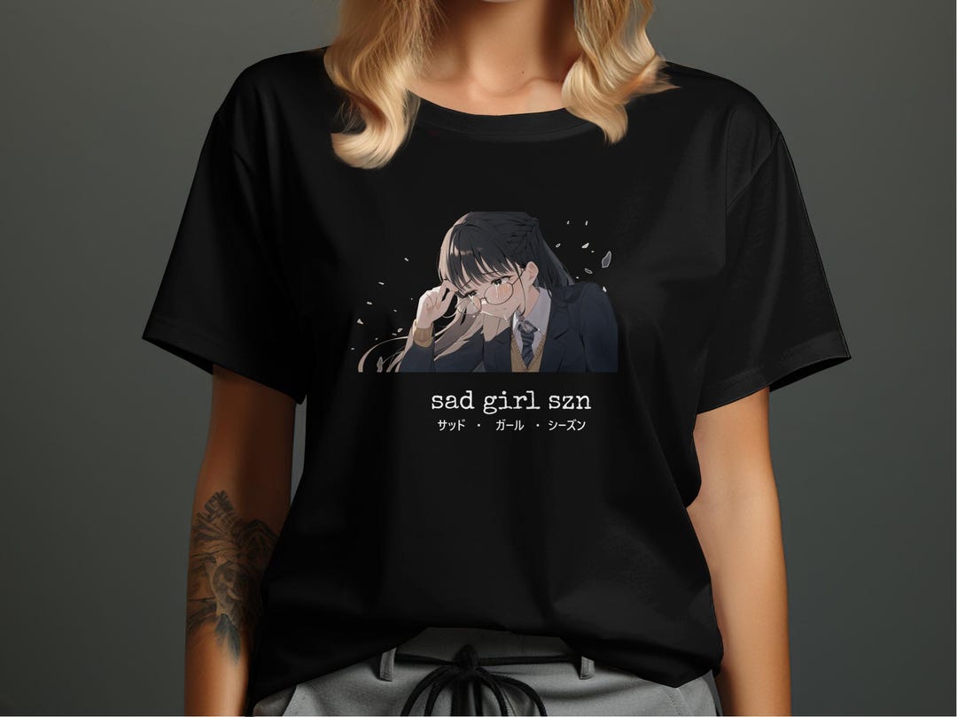 Sad Girl Szn T Shirt Anime Crying Girl Graphic Tee Emotional Sadness ...