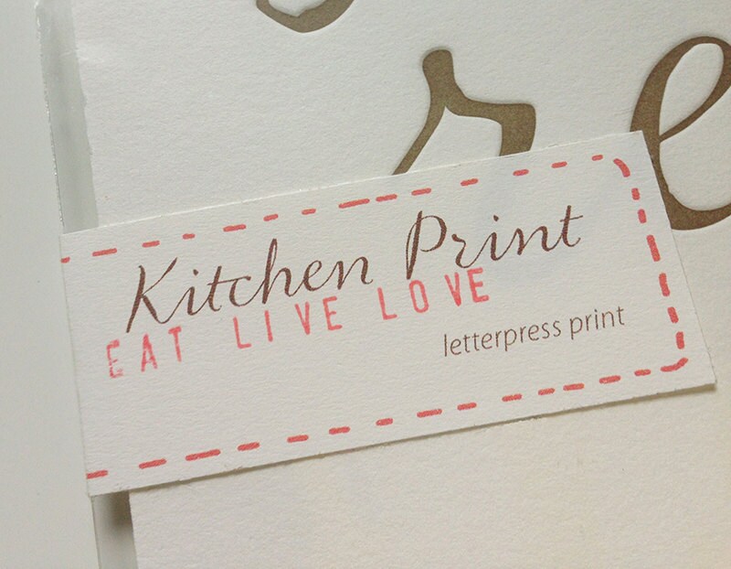 Eat Live Love Repeat Letterpress Print- Kitchen Art - Etsy