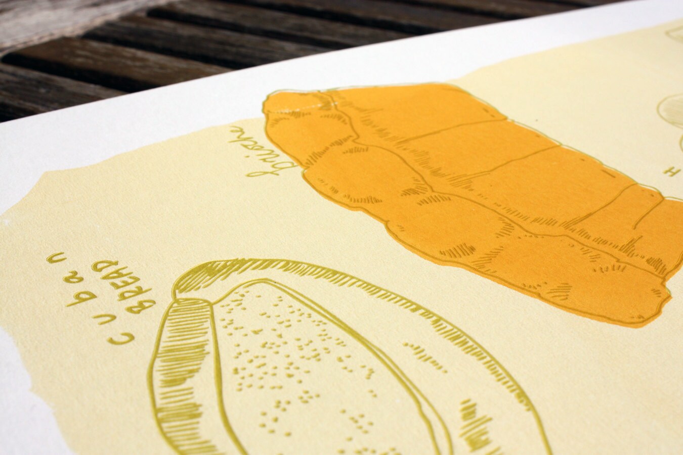 Silkscreen & Letterpress Bread Kitchen Print-foodie Art - Etsy