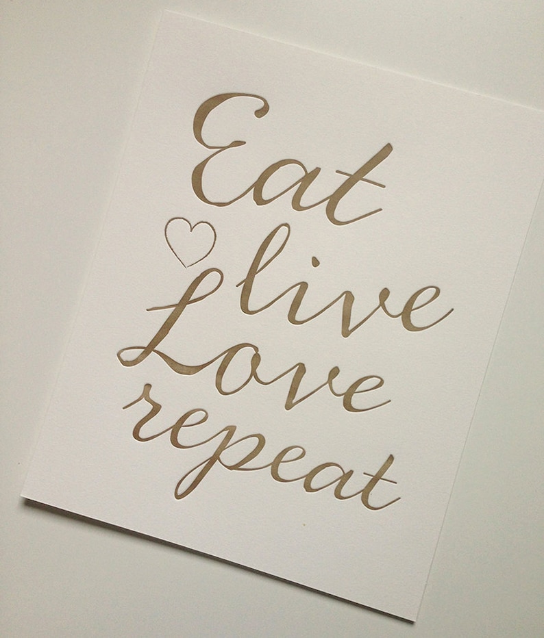 Eat Live Love Repeat Letterpress Print- Kitchen Art - Etsy