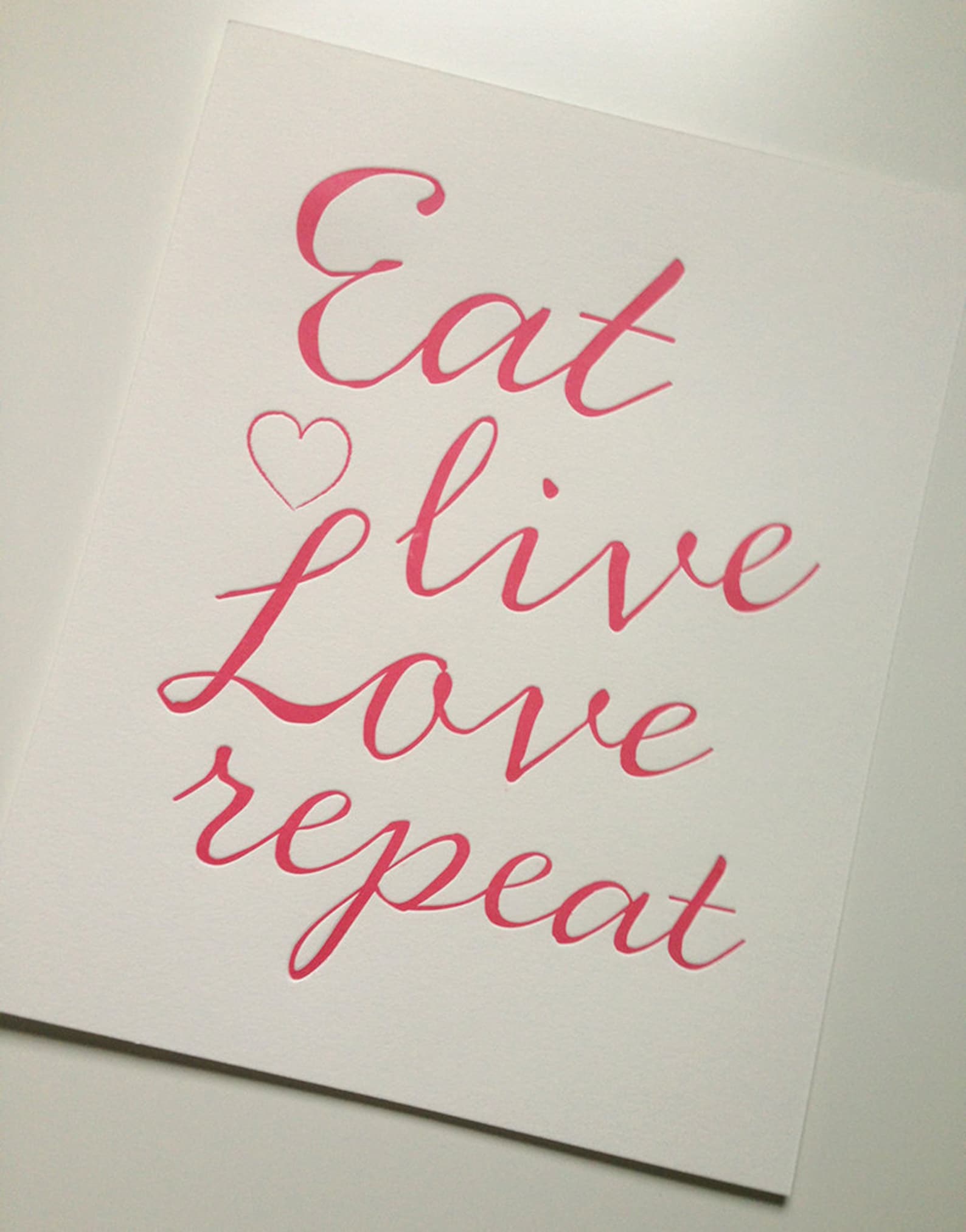 Eat Live Love Repeat Letterpress Print- Kitchen Art - Etsy