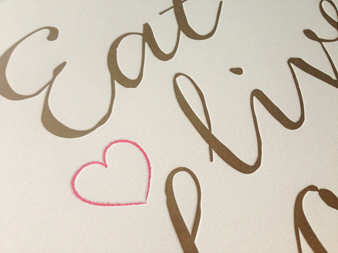 Eat Live Love Repeat Letterpress Print- Kitchen Art - Etsy