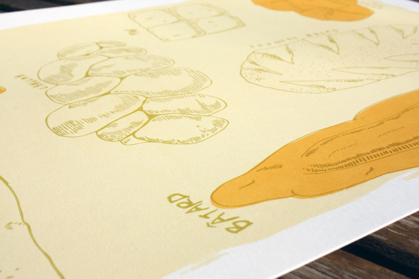 Silkscreen & Letterpress Bread Kitchen Print-foodie Art - Etsy