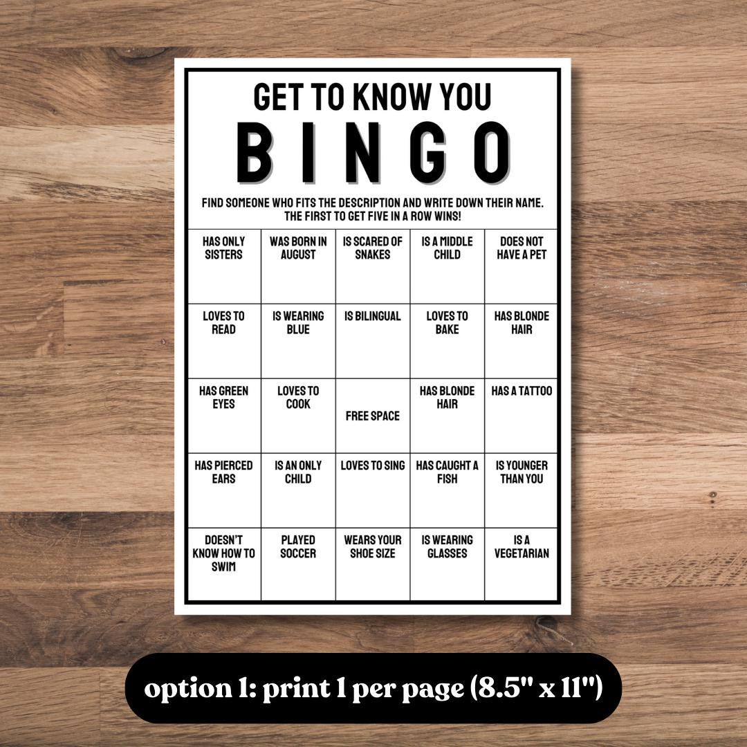 Get to Know You Bingo, Printable Icebreaker Activity, Find Someone Who ...