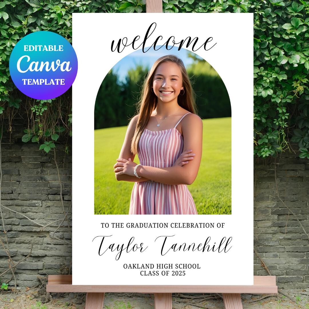 Graduation Welcome Sign Template, Editable High School Graduation Photo ...