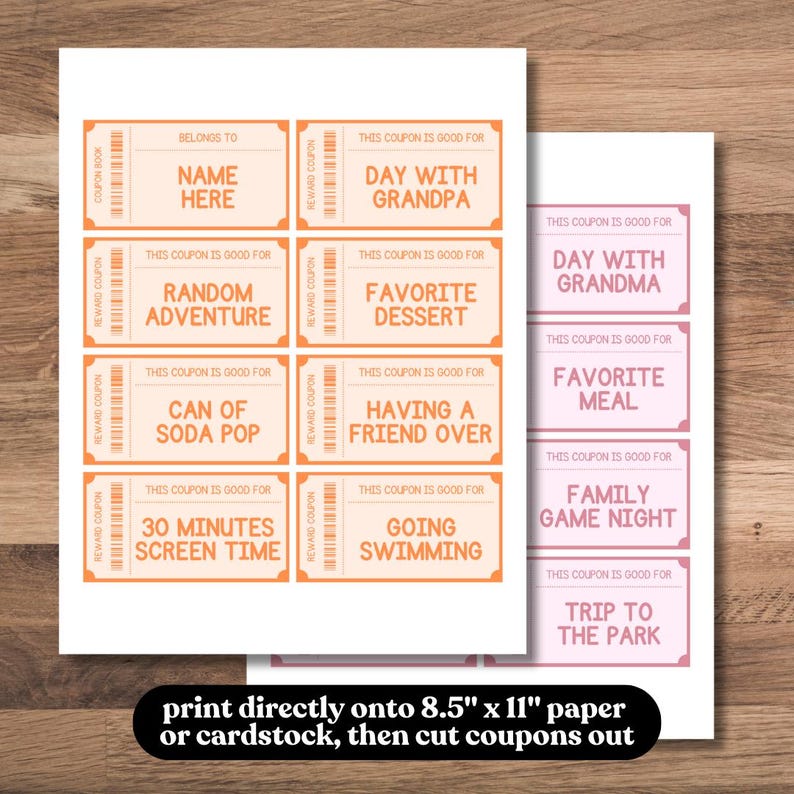 Kids Reward Coupons Canva Template, Editable Coupon Book, Kids Rewards ...