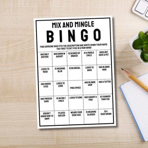 Mix and Mingle Bingo, Coworker Bingo, Get to Know You Bingo, Printable ...