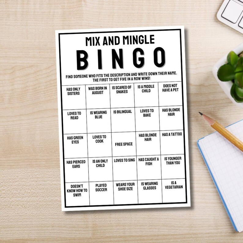 Mix and Mingle Bingo, Coworker Bingo, Get to Know You Bingo, Printable ...