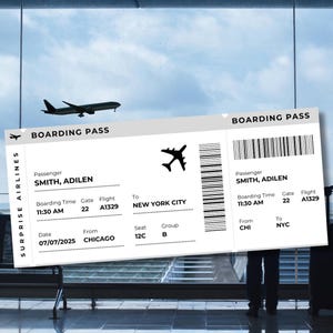 Editable Boarding Pass Gift, Personalized Airline Ticket Gift, Surprise ...