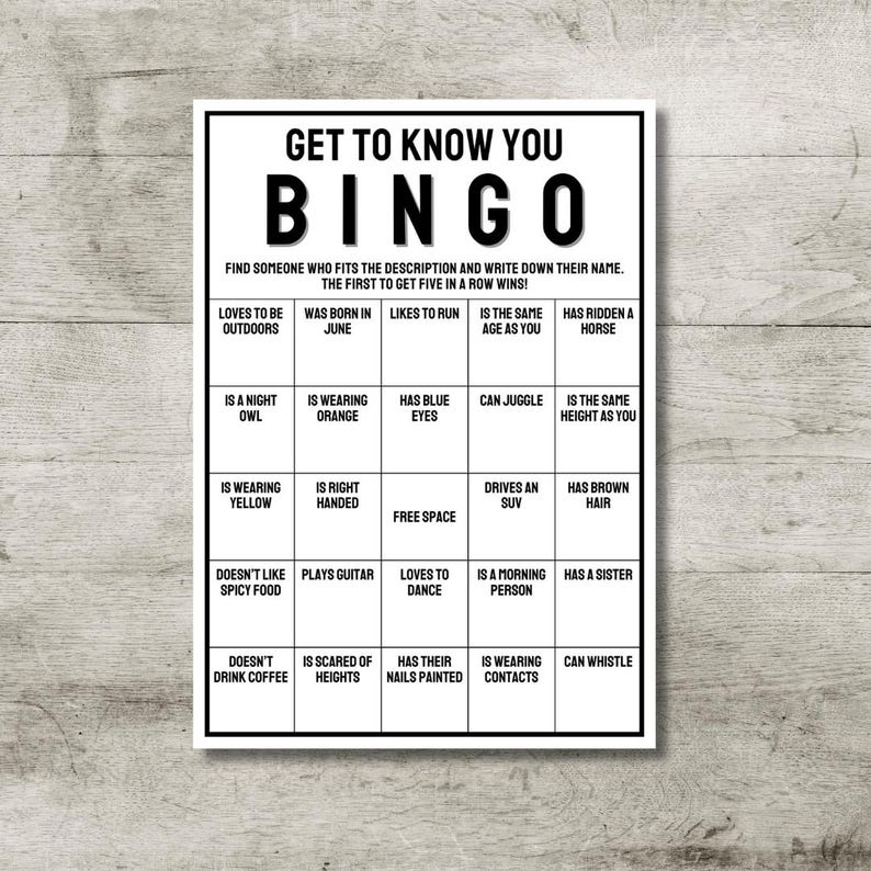 Get to Know You Bingo, Printable Icebreaker Activity, Find Someone Who ...