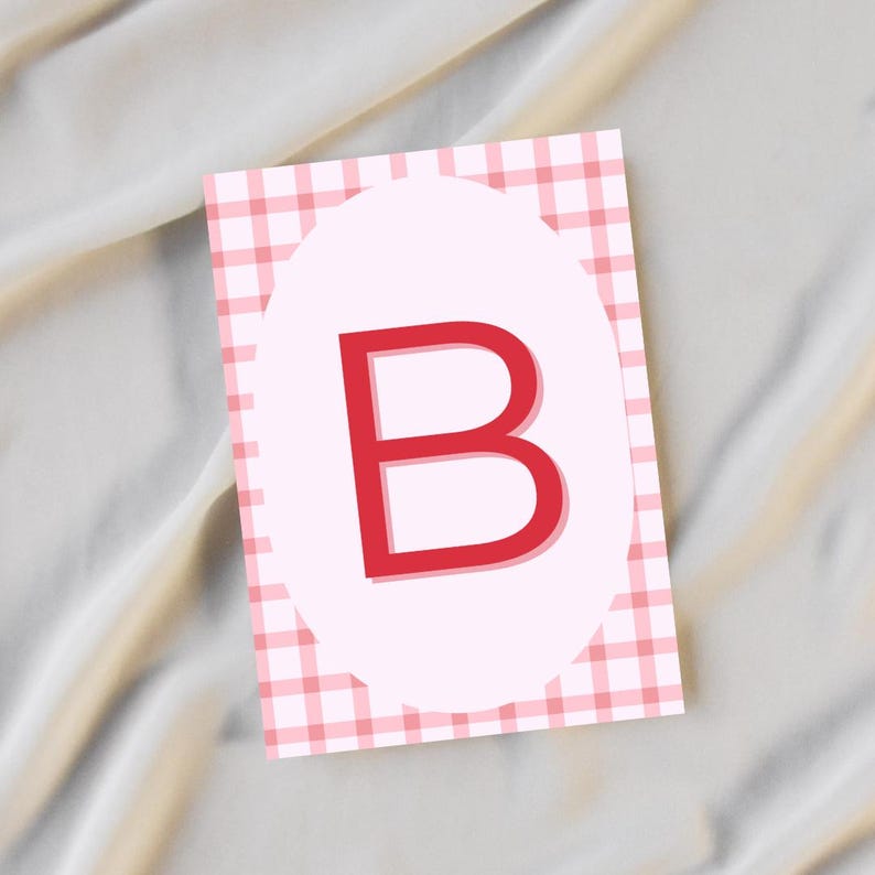 Pink Gingham Happy Birthday Banner, Printable Birthday Decoration ...