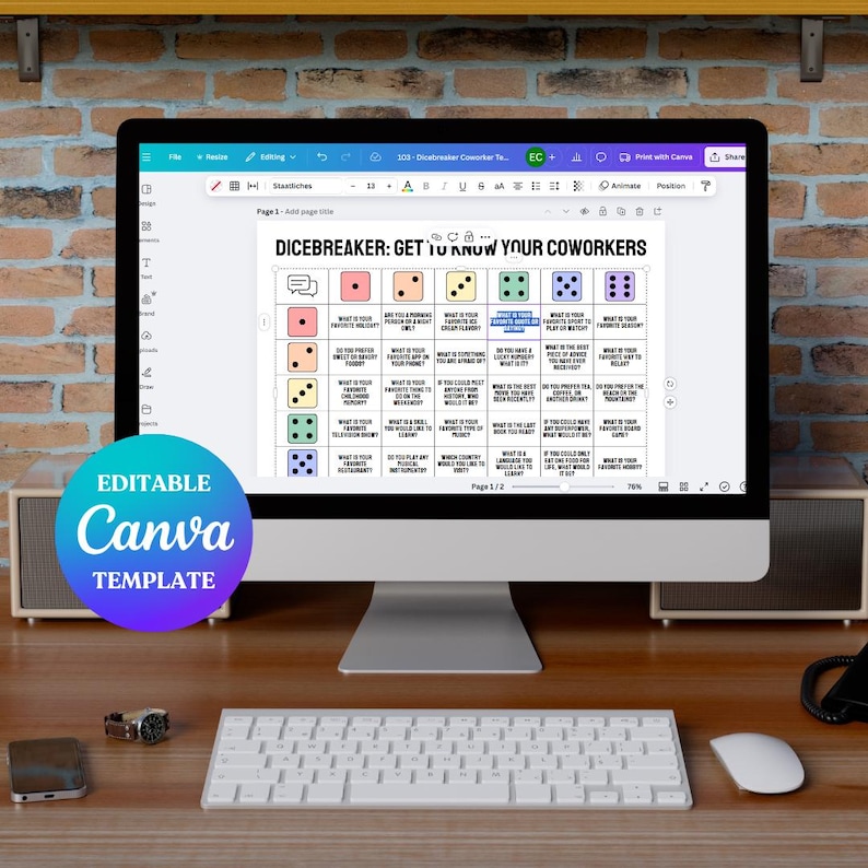 Editable Dicebreaker, Coworker Icebreaker Questions, Conversation ...