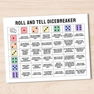 Printable Icebreaker Activity, Dice Icebreaker, Roll and Tell Game, Get ...