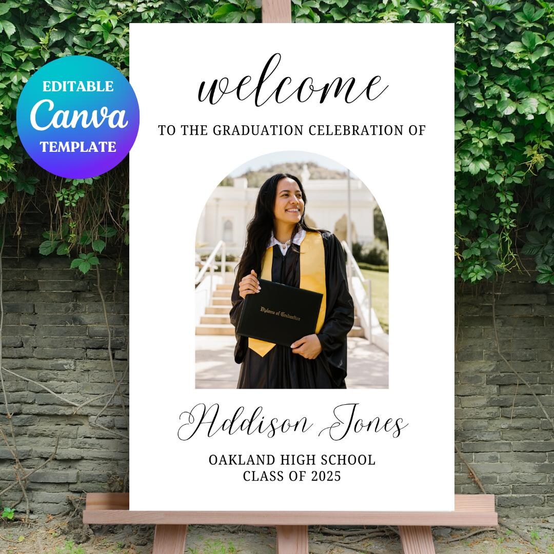 Editable Graduation Welcome Sign Template, Grad Party Welcome Poster ...