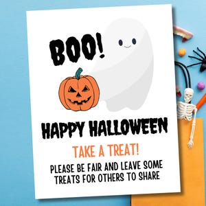 Halloween Candy Bowl Sign: Please Take One Sign, Trick or Treat Porch ...
