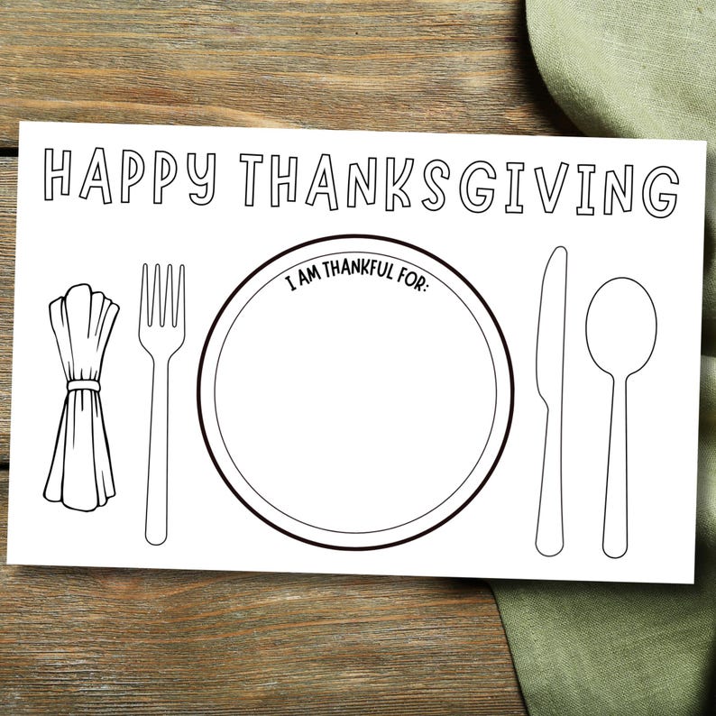 Thanksgiving Placemat Craft, Thankful Activity, Thanksgiving Craft for ...