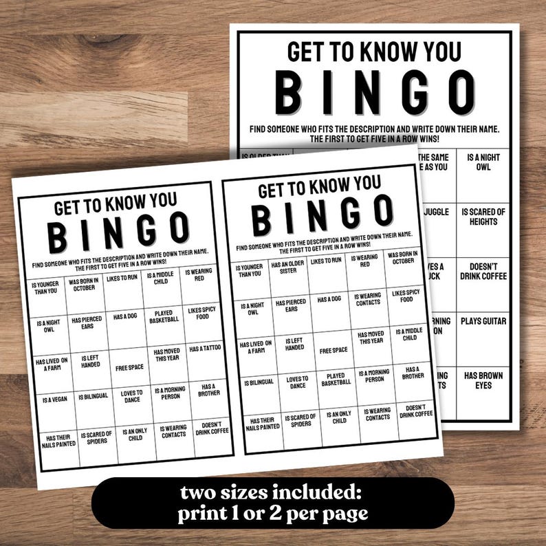 Get to Know You Bingo, Printable Icebreaker Activity, Find Someone Who ...