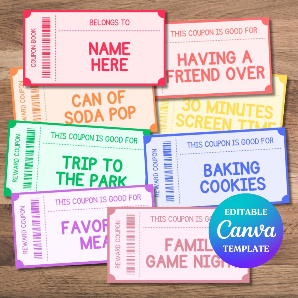 Kids Reward Coupons Canva Template, Editable Coupon Book, Kids Rewards ...