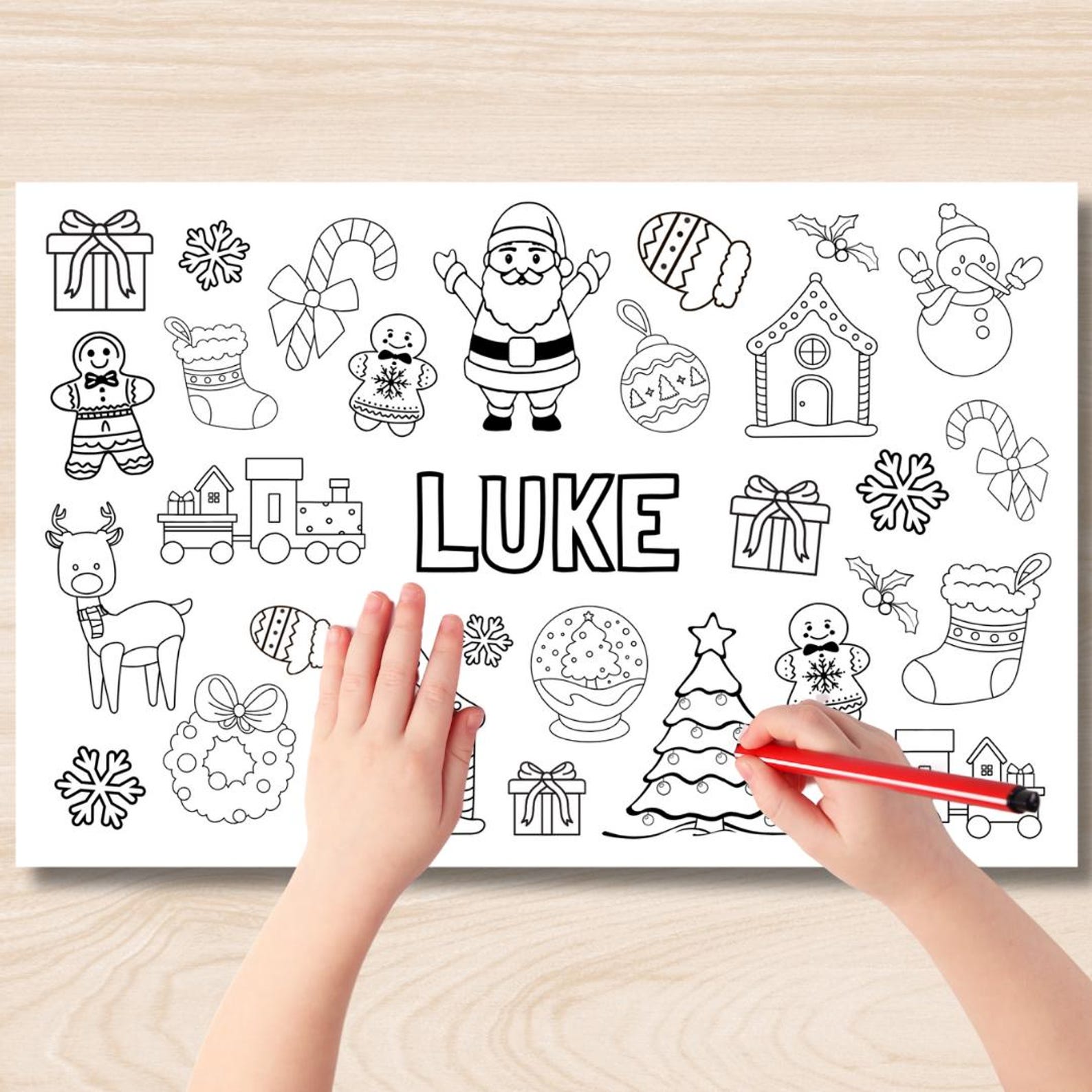 EDITABLE Christmas Placemat for Kids, Personalized Christmas Placemat ...