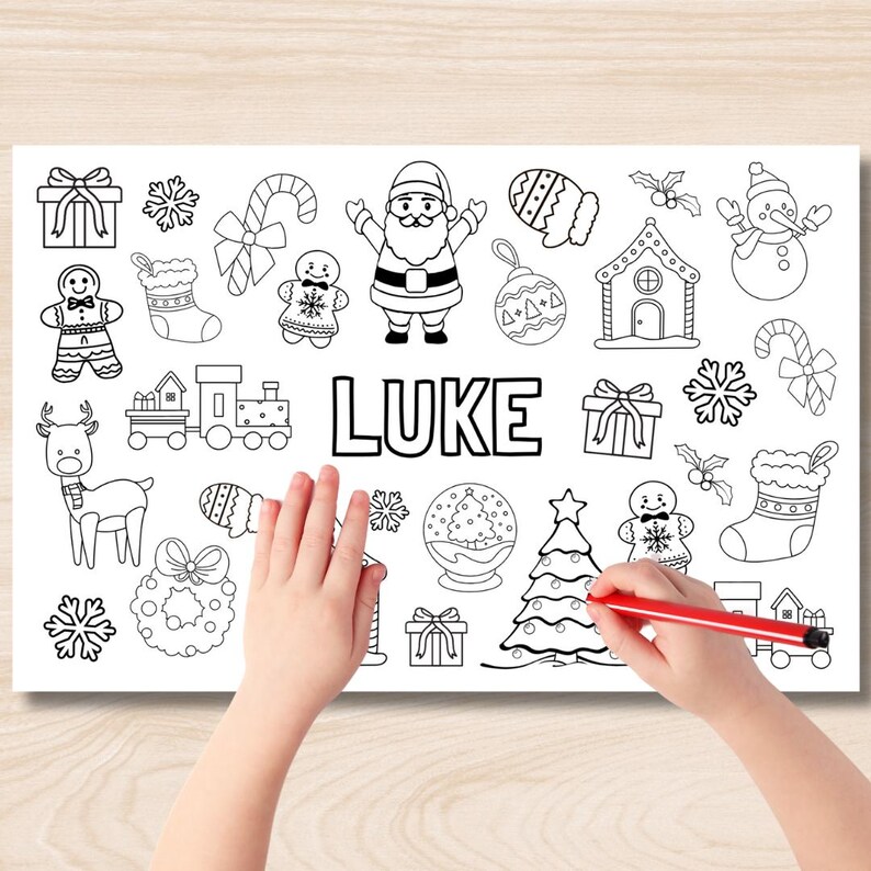 EDITABLE Christmas Placemat for Kids, Personalized Christmas Placemat ...