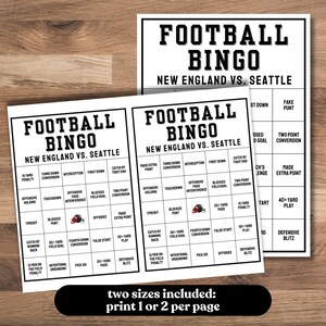 Football Bingo, 30 Unique Printable Football Bingo Cards, Super Big ...