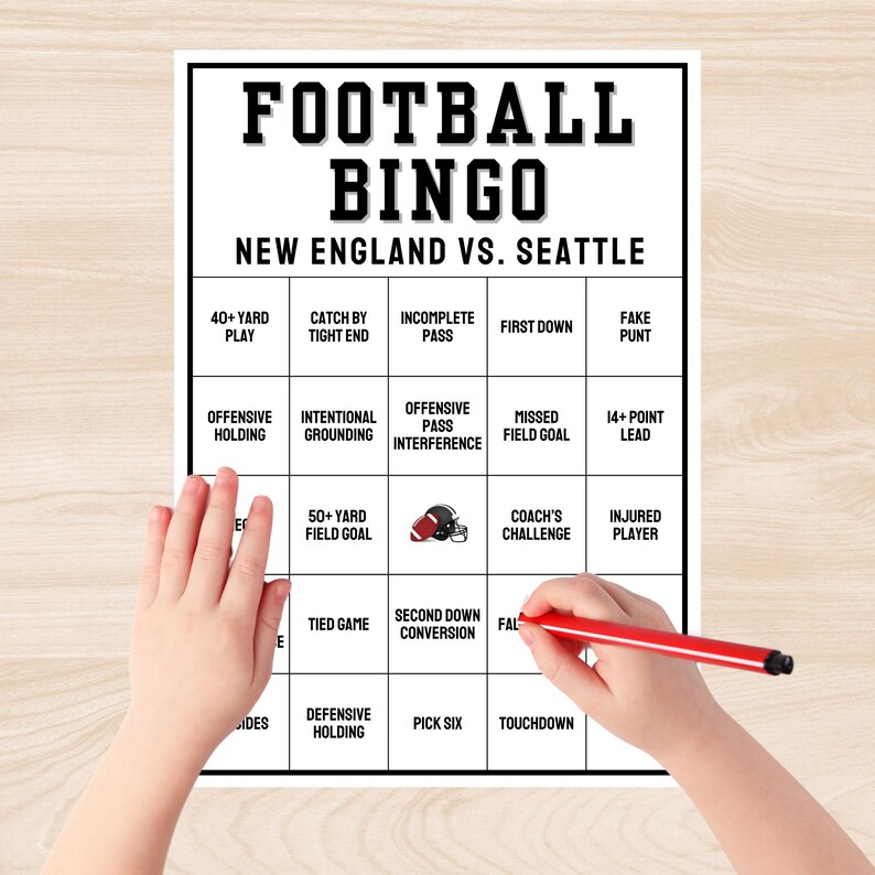 Football Bingo, 30 Unique Printable Football Bingo Cards, Super Big ...