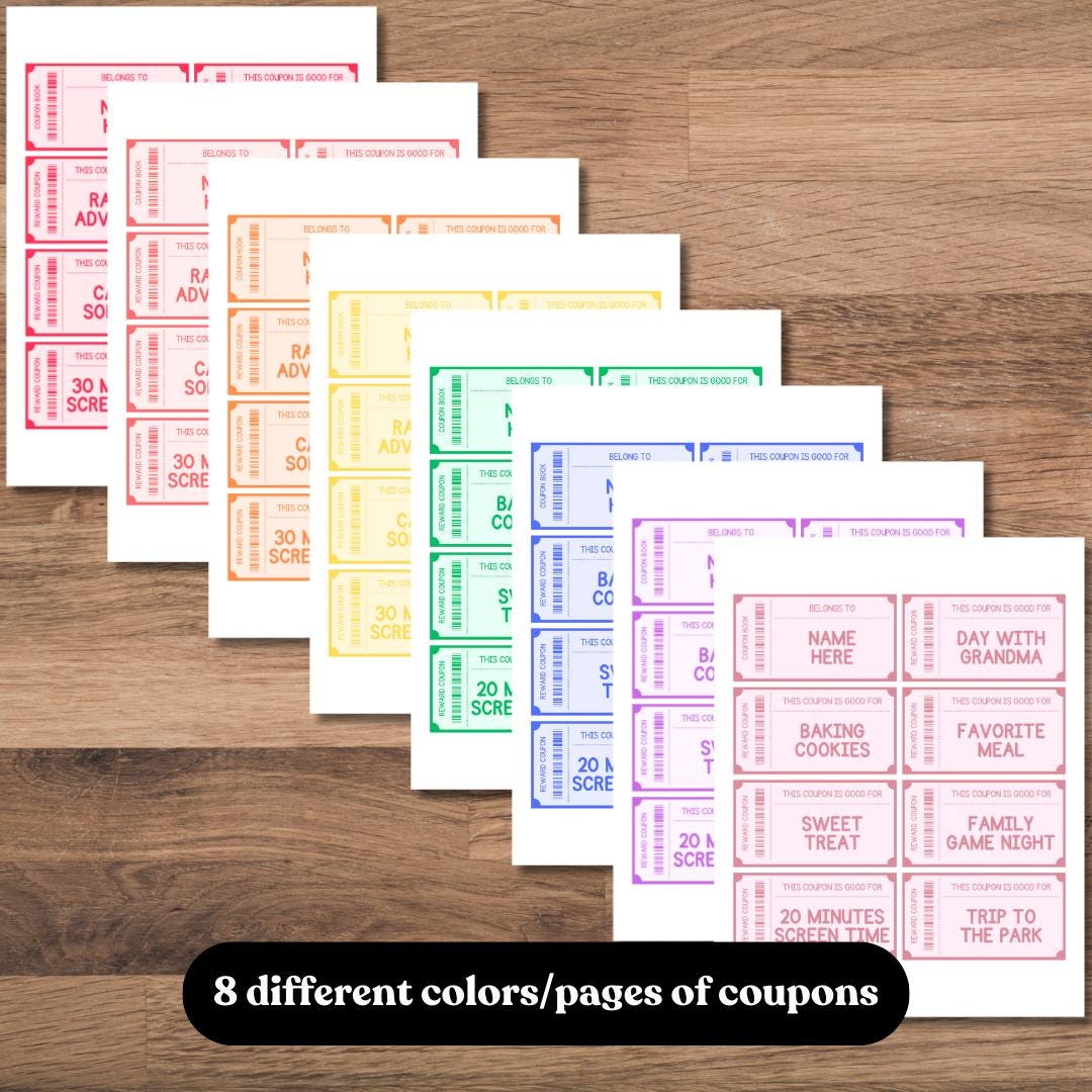 Kids Reward Coupons Canva Template, Editable Coupon Book, Kids Rewards ...