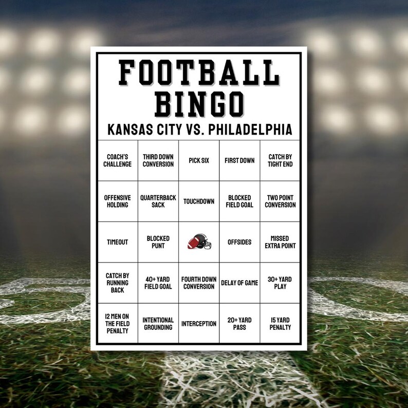 Football Bingo, 30 Unique Printable Football Bingo Cards, Super Bowl ...