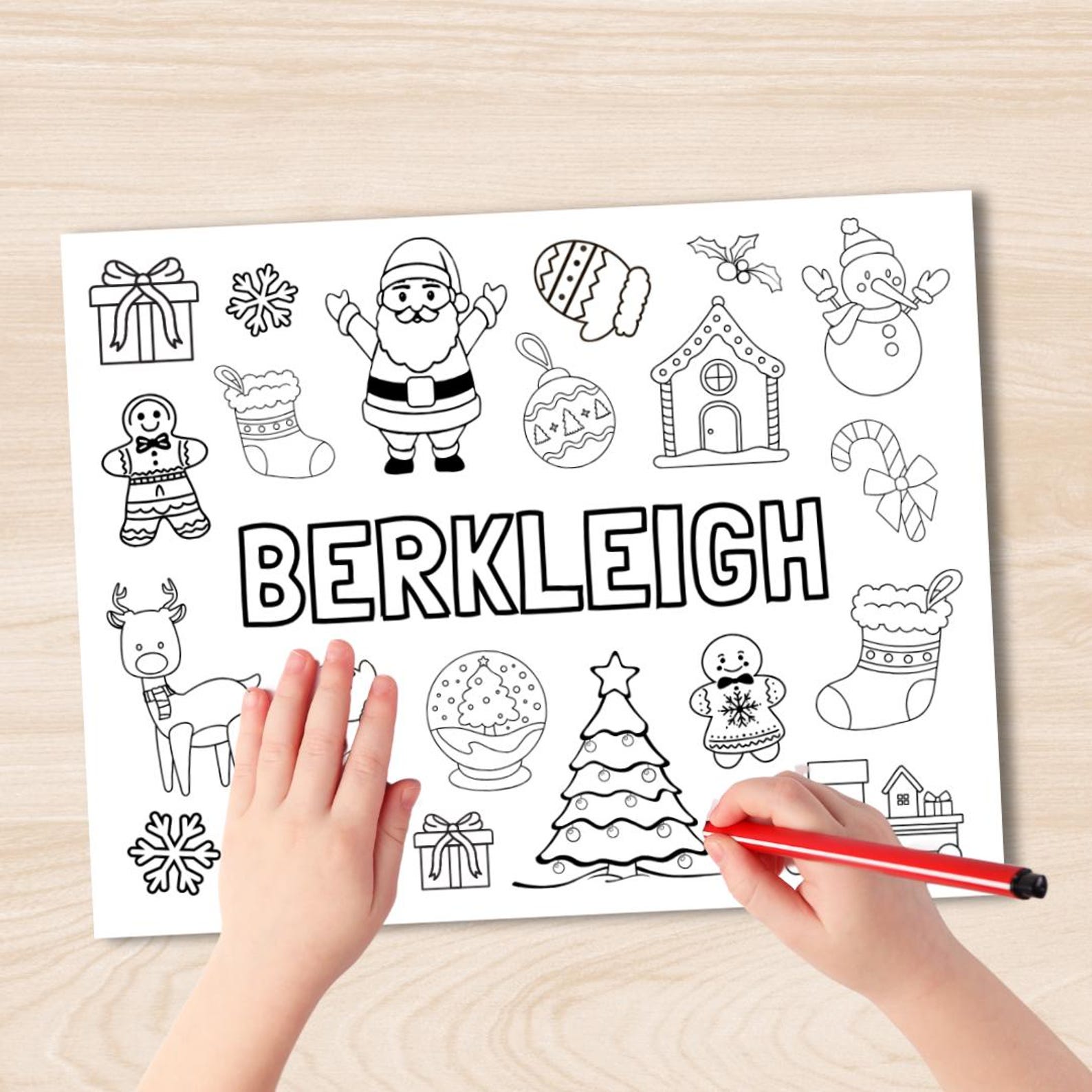 EDITABLE Christmas Placemat for Kids, Personalized Christmas Placemat ...