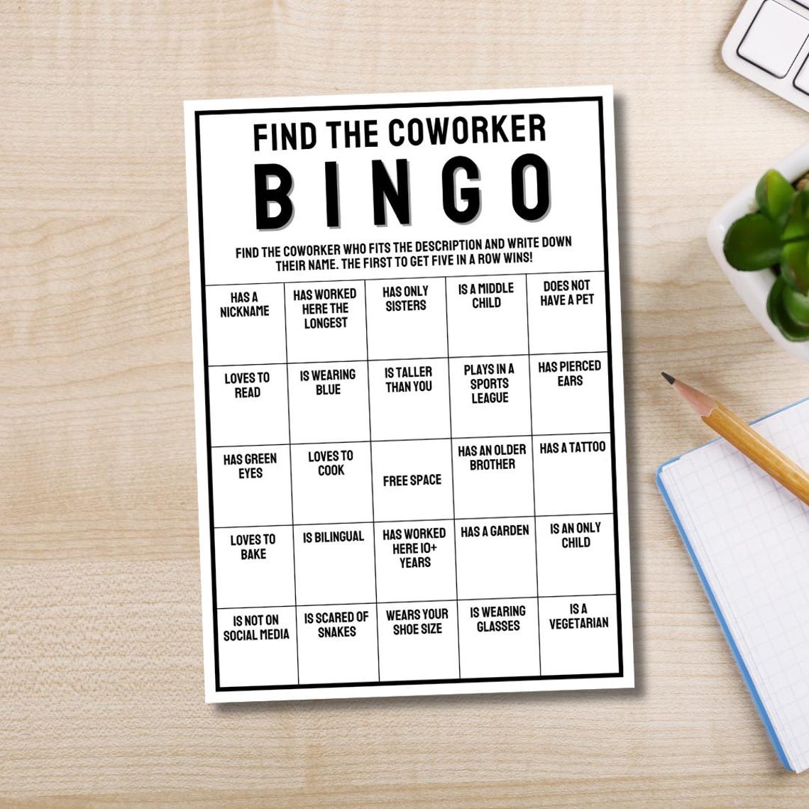 Editable Coworker Bingo, Employee Bingo, Networking Activity, Get to ...