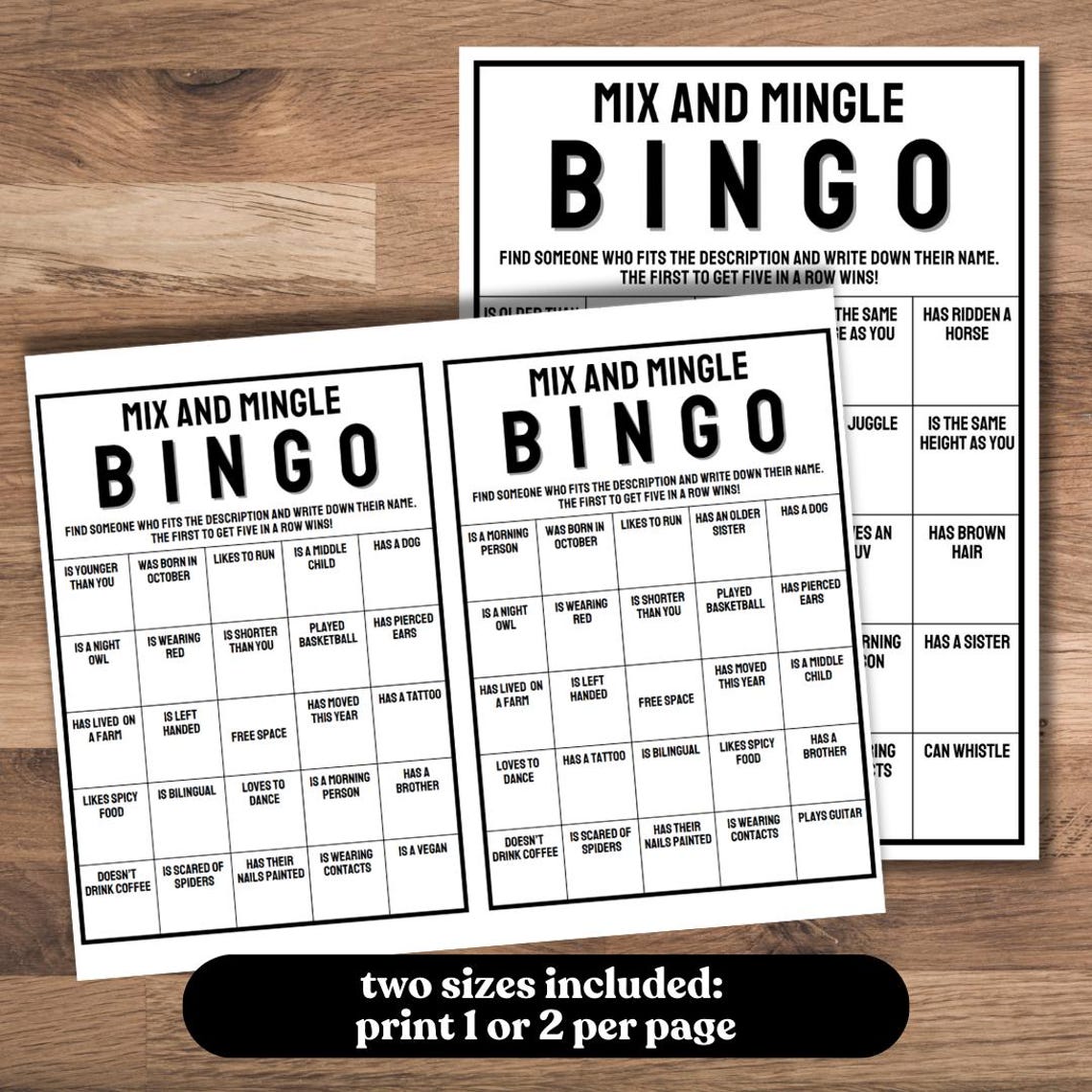 Mix and Mingle Bingo, Coworker Bingo, Get to Know You Bingo, Printable ...