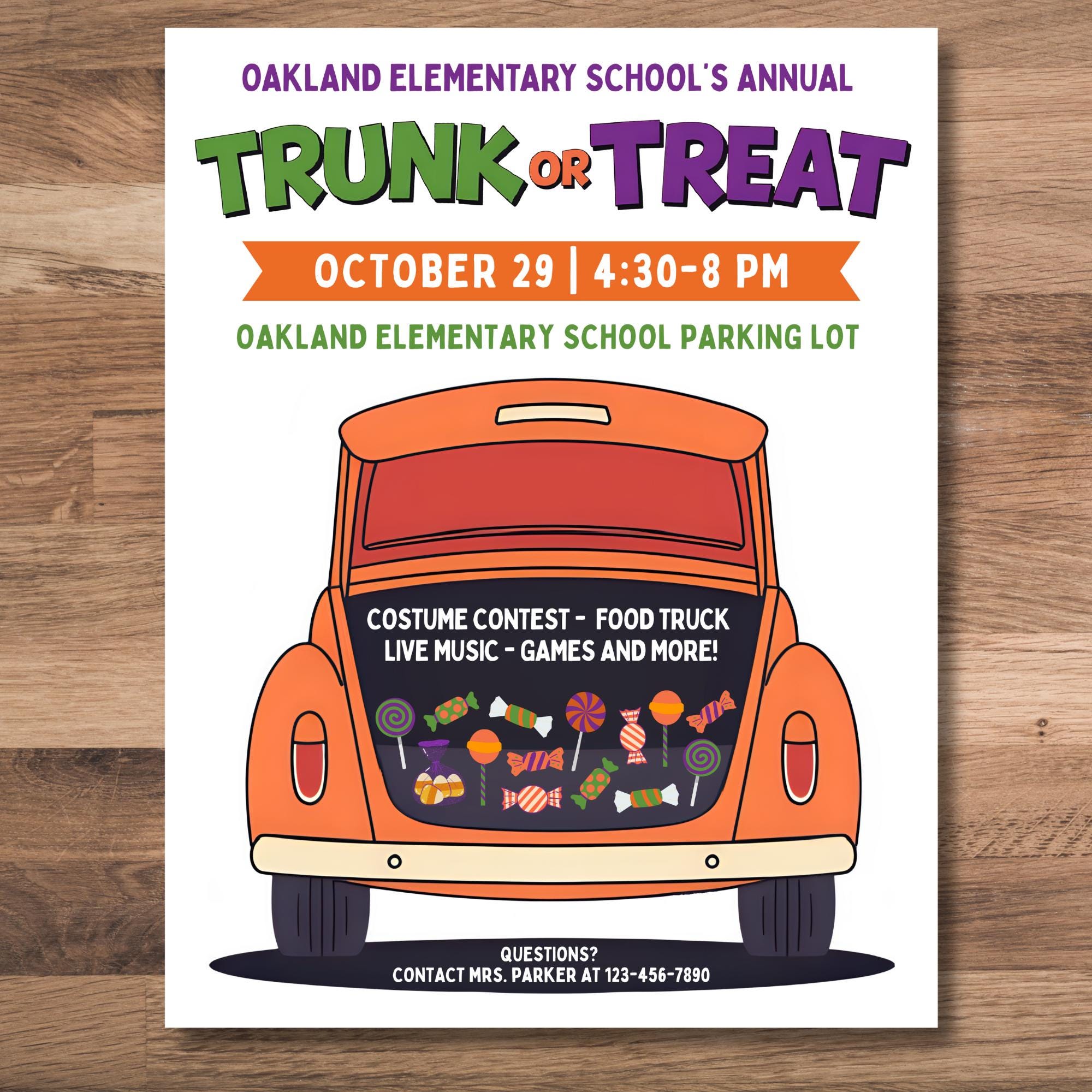Editable Trunk or Treat Flyer Template, Halloween Trunk or Treat Poster ...