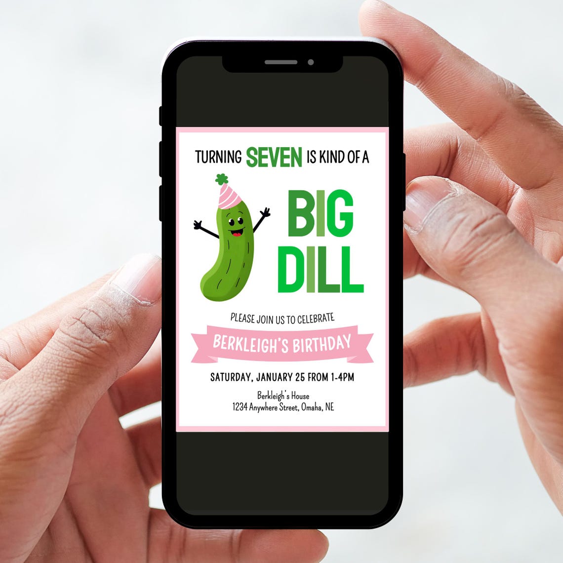 Editable Pickle Birthday Invitation Template, Kind of a Big Dill ...