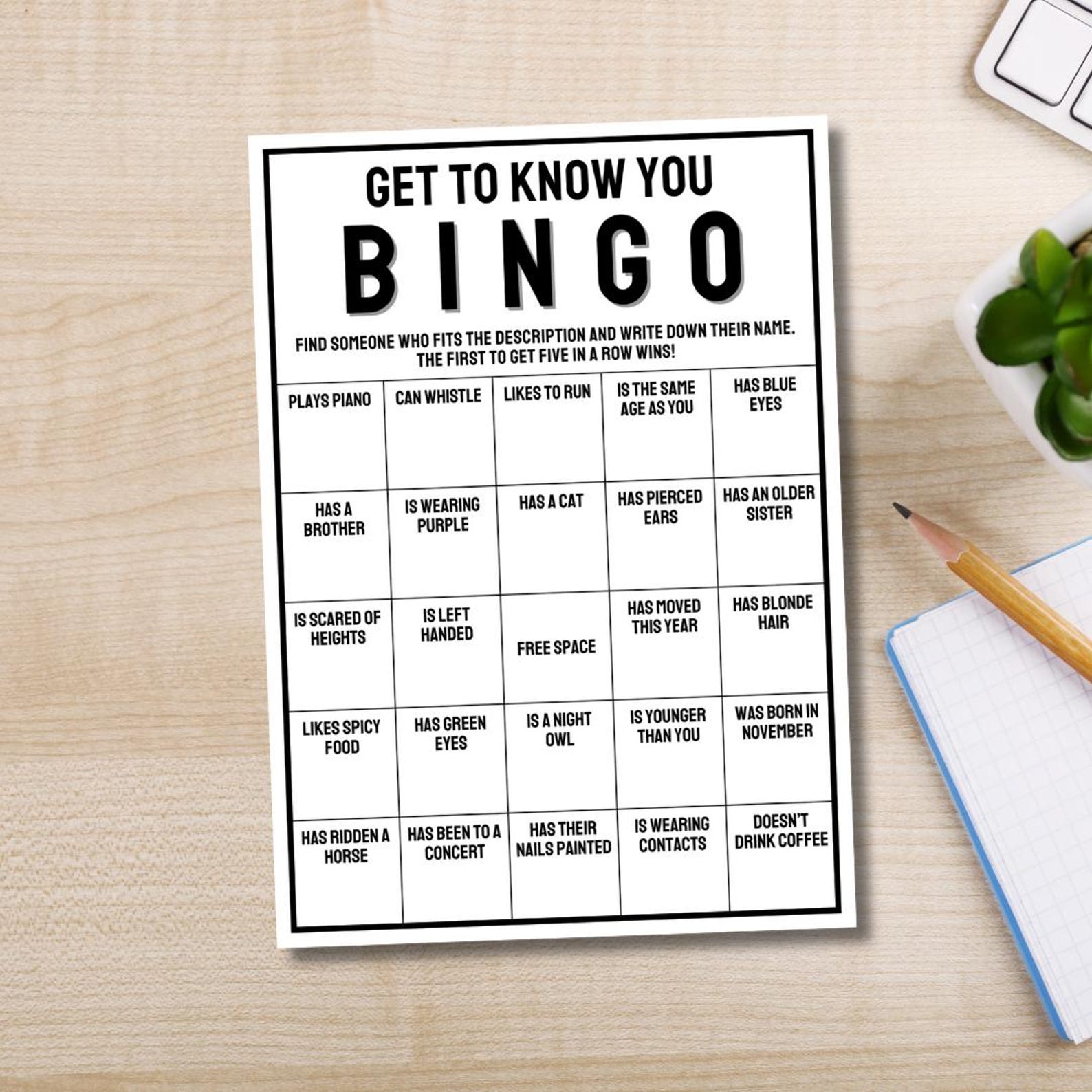 Get to Know You Bingo, Printable Icebreaker Activity, Find Someone Who ...