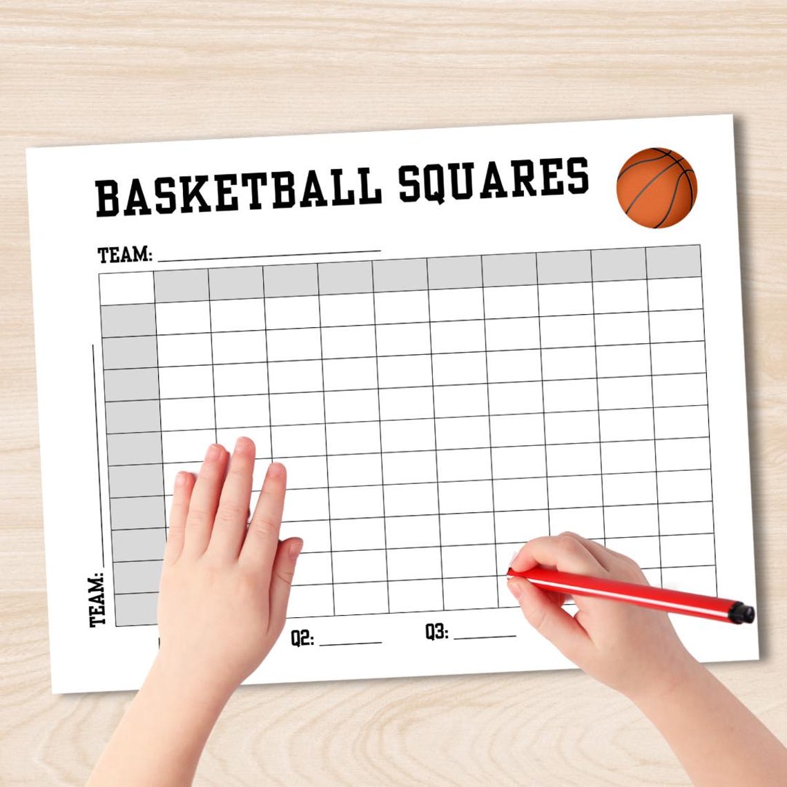 Basketball Squares Printable, 100 Basketball Squares Game, Basketball ...