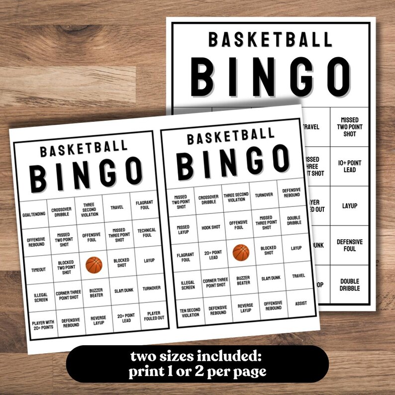 Basketball Bingo, 30 Unique Printable Basketball Bingo Cards ...